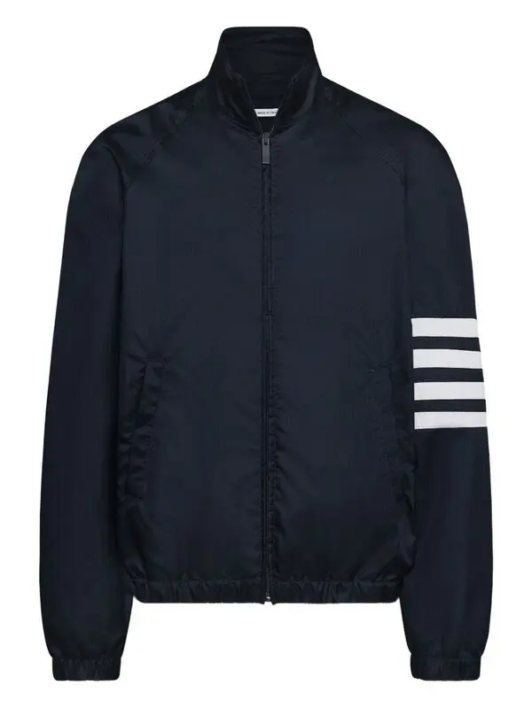 Thom Browne Zip Front Raglan Track Jacket With Four Bar Detail