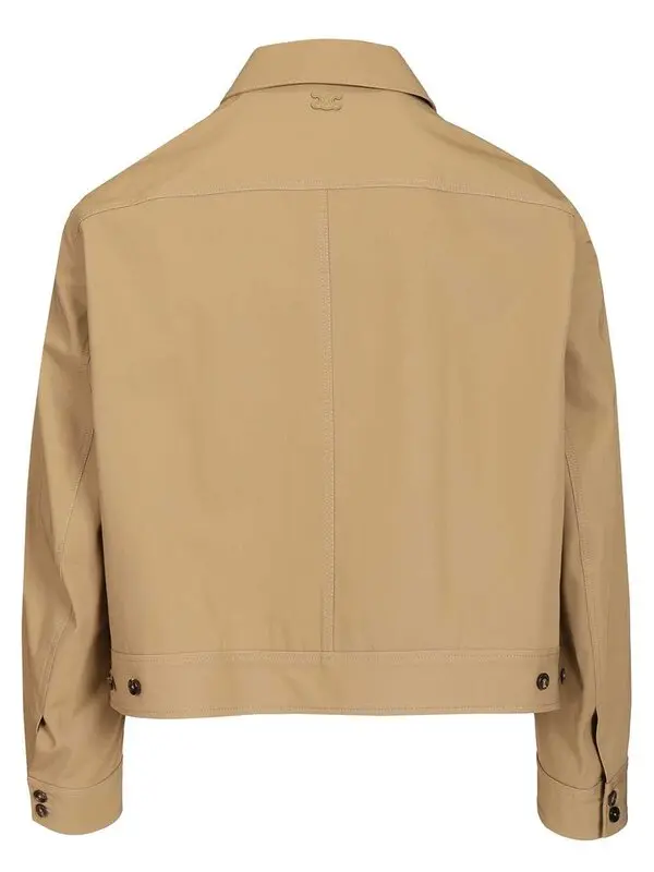 Celine Cotton Jacket With Embroidered Triomphe Logo - Cream