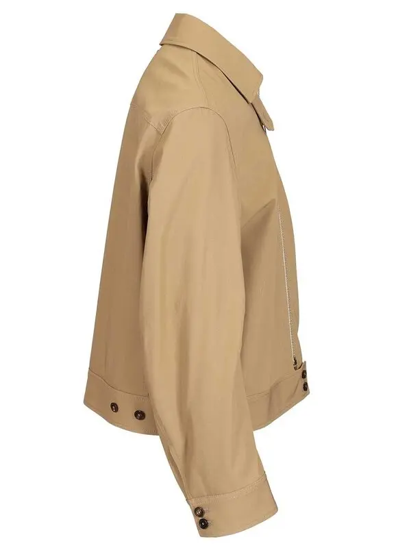 Celine Cotton Jacket With Embroidered Triomphe Logo - Cream