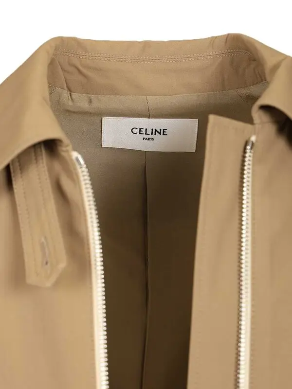 Celine Cotton Jacket With Embroidered Triomphe Logo - Cream