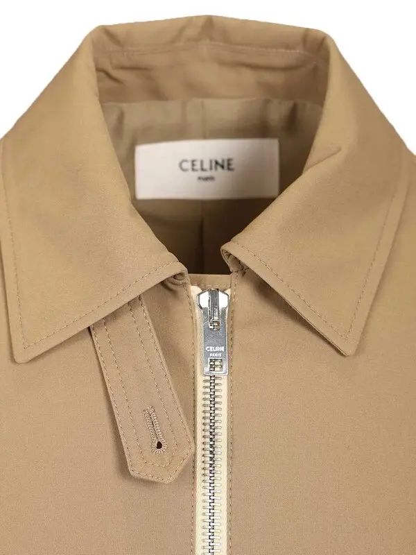Celine Cotton Jacket With Embroidered Triomphe Logo - Cream