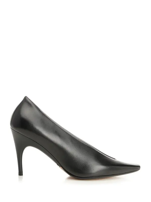 Balenciaga Duchesse" Asymmetrical Toe Leather Pumps - Black