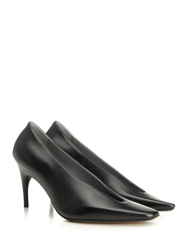 Balenciaga Duchesse" Asymmetrical Toe Leather Pumps - Black