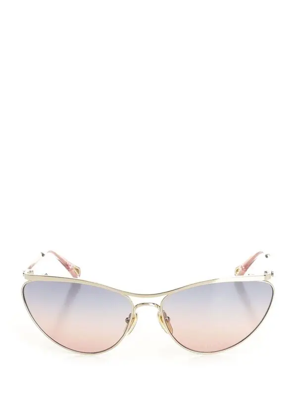 Chloé Cat Eye Sunglasses With Soft Gold Metal Frame - Blue