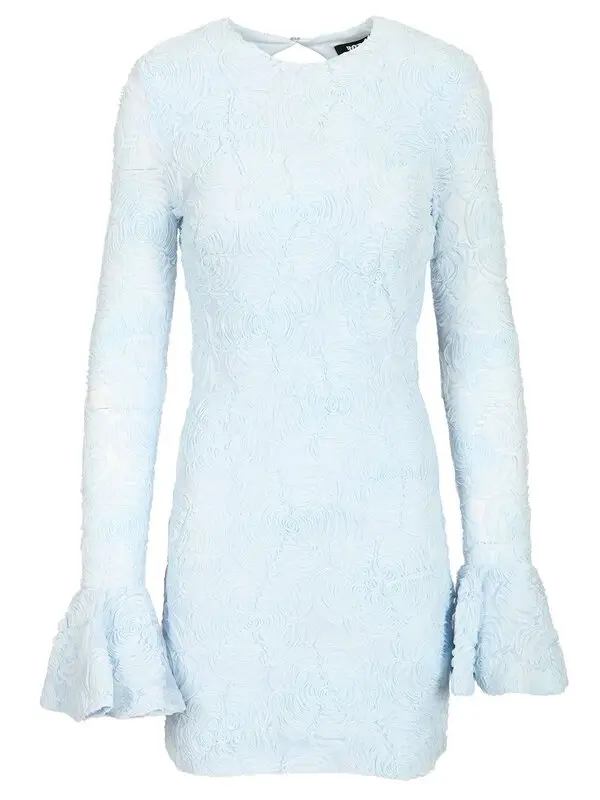 ROTATE BY BIRGER CHRISTENSEN Mesh Mini Dress With Ruffles - Blue