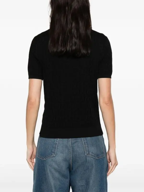 Fendi Ff Monogram Cotton-viscose Knit Sweater With Side Slits - Black