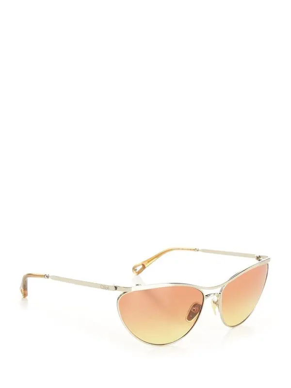 Chloé Cat-eye Sunglasses With Soft Gold Metal Frame - Orange
