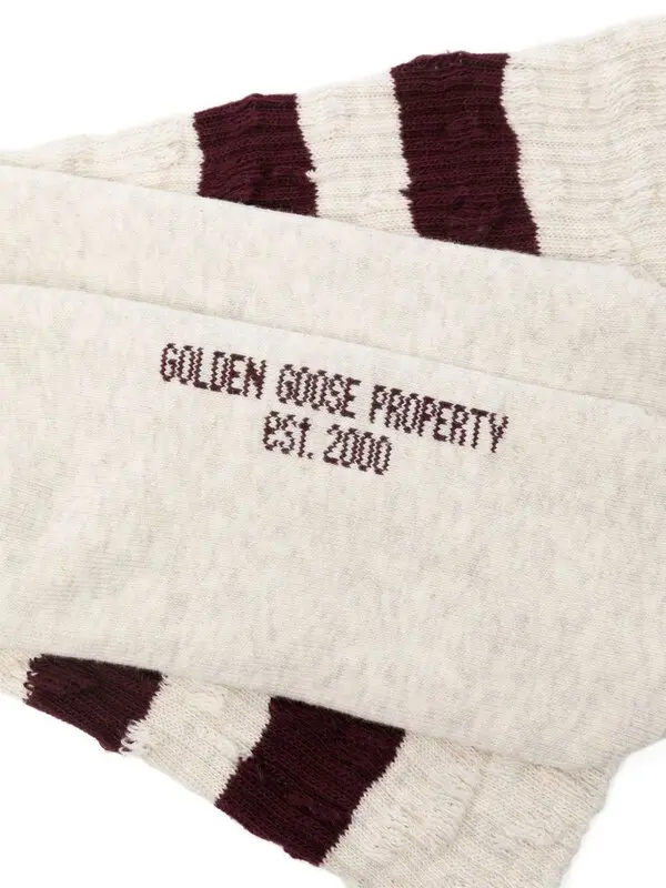 GOLDEN GOOSE Terry Cotton-blend Socks With Distressed Details