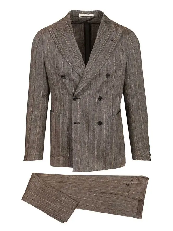 Tagliatore Monecarlo Double-breasted Suit In Linen Blend