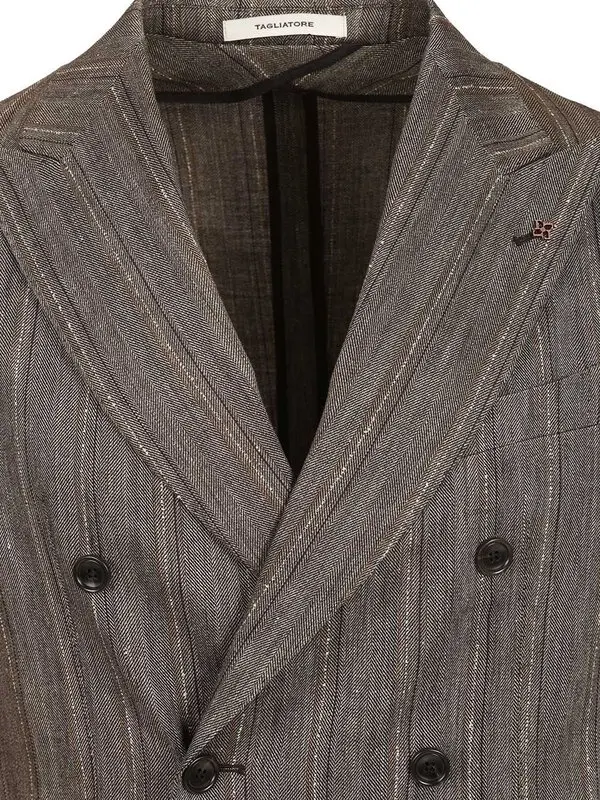 Tagliatore Monecarlo Double-breasted Suit In Linen Blend