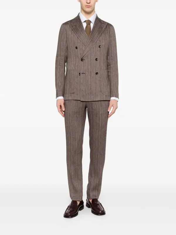 Tagliatore Monecarlo Double-breasted Suit In Linen Blend