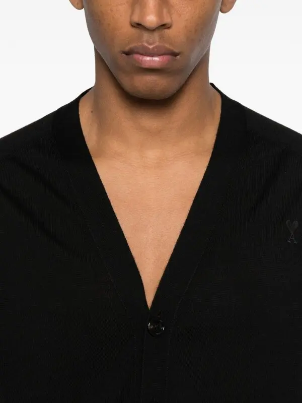 AMI Paris V-neck Wool Cardigan