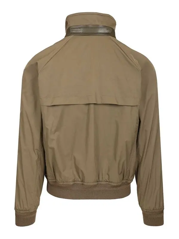 TOM FORD Zip Up Jacket With Cashmere Lining And Leather Trim - Green