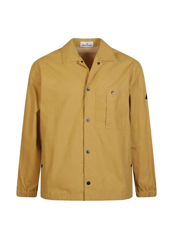 Stone Island Overshirt In Resin-treated Cotton Ripstop