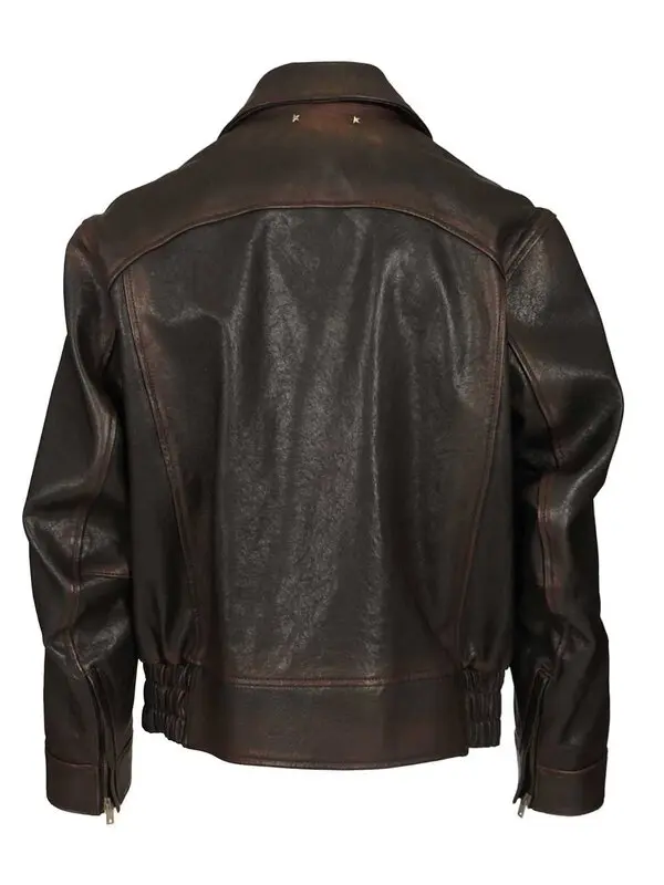 GOLDEN GOOSE Nappa Leather Bomber Jacket With Distressed Finish