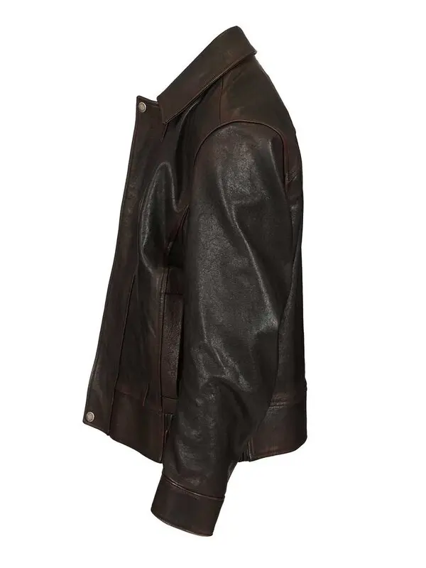 GOLDEN GOOSE Nappa Leather Bomber Jacket With Distressed Finish
