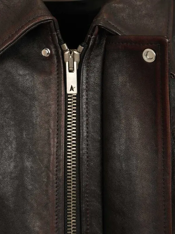GOLDEN GOOSE Nappa Leather Bomber Jacket With Distressed Finish