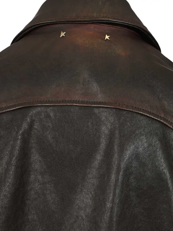 GOLDEN GOOSE Nappa Leather Bomber Jacket With Distressed Finish