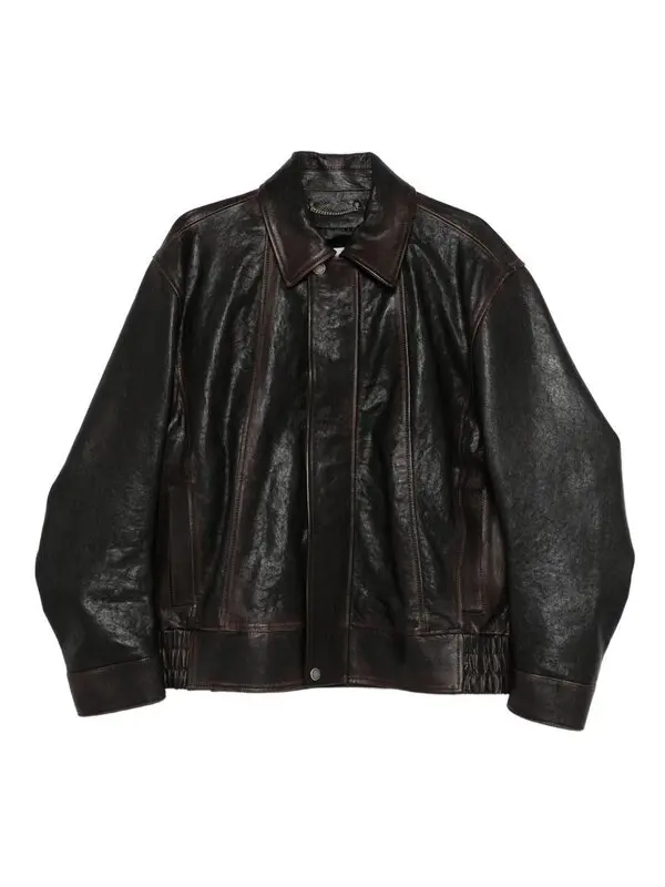 GOLDEN GOOSE Nappa Leather Bomber Jacket With Distressed Finish