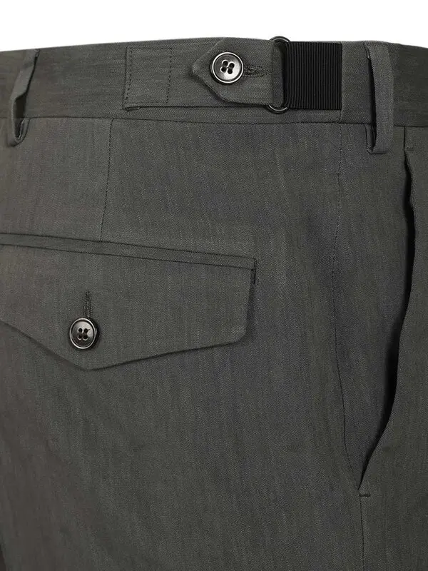 Dries Van Noten Tailored Linen Blend Trousers With Turn-ups