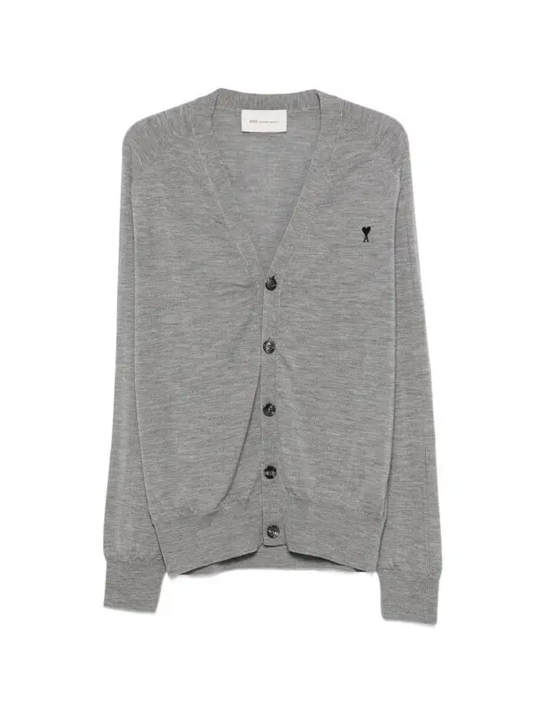 AMI Paris V-neck Wool Cardigan