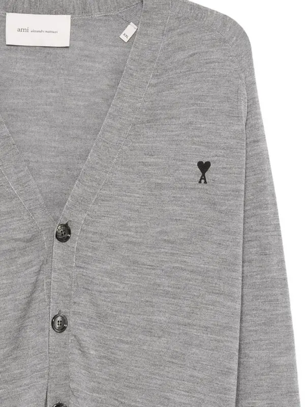 AMI Paris V-neck Wool Cardigan