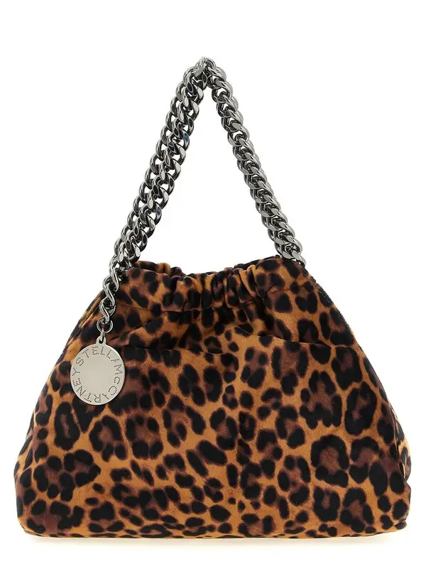 Stella McCartney Falabella Mini Drawstring Handbag With Leopard Print