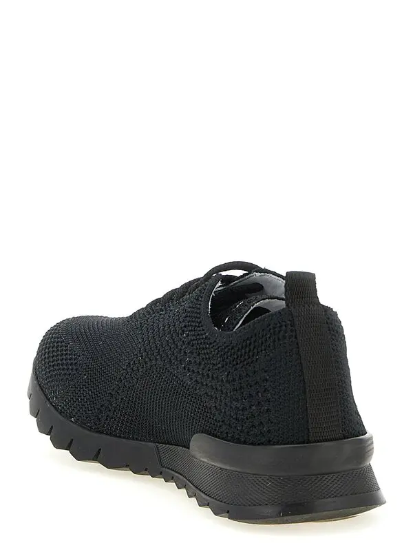 Kiton Knitwear Sneakers With Logo Embroidery - Black