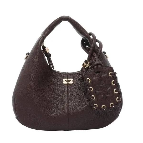 GANNI Mini Logo Hobo Bag - Brown