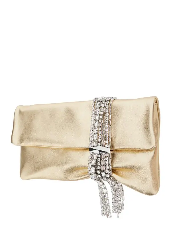 JIMMY CHOO Zandra' Metallic Clutch With Pendant Bracelet With Crystals In Shiny Suede For - Multicolor