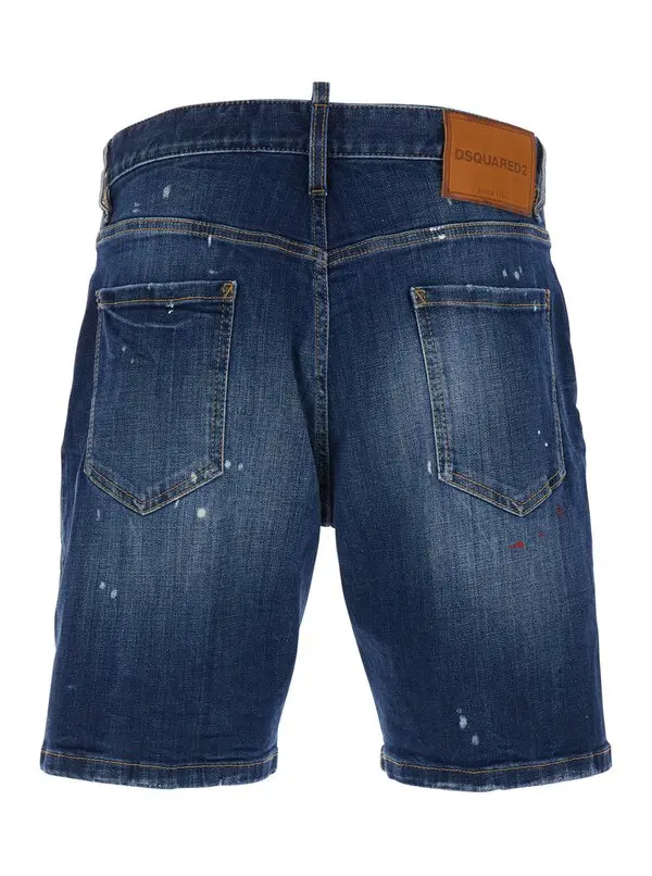 Dsquared2 Denim Shorts With Logo Patch And Ripped Details
