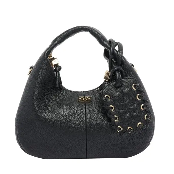 GANNI Mini Logo Hobo Bag - Black