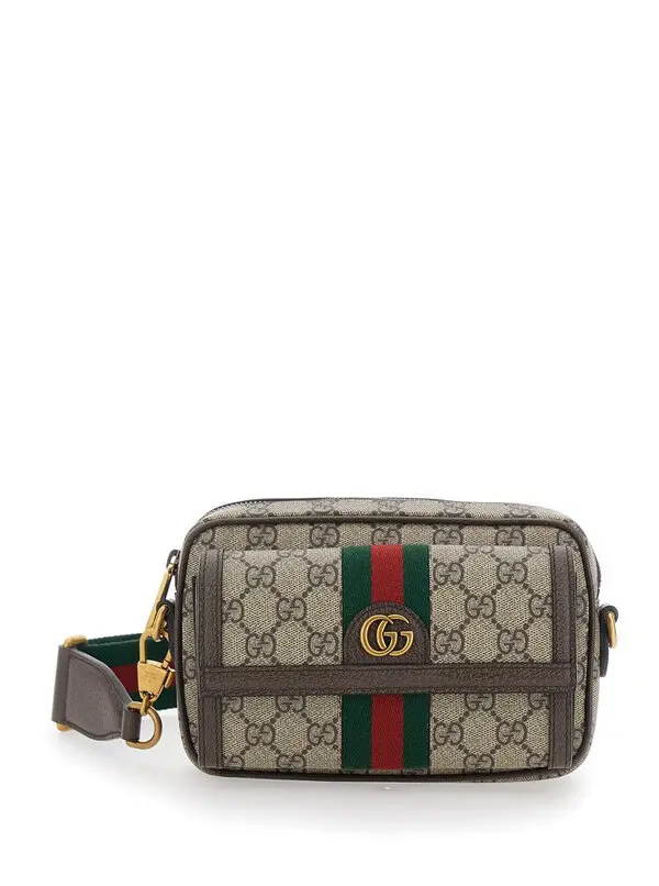 Gucci Beige Crossbody Bag 'ophidia' With Gg Detail On Front In Leather For - Multicolor