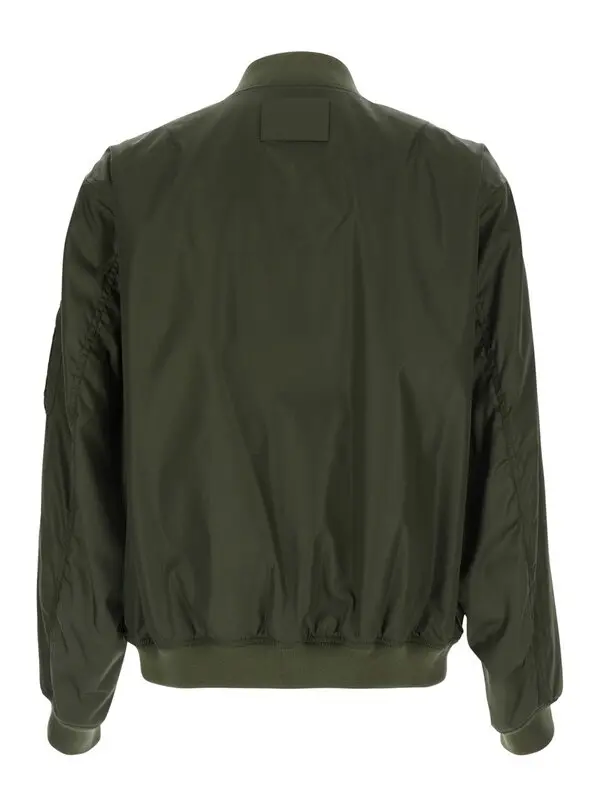 Balenciaga Green Tech Fabric Bomber Jacket With Embossed Logo