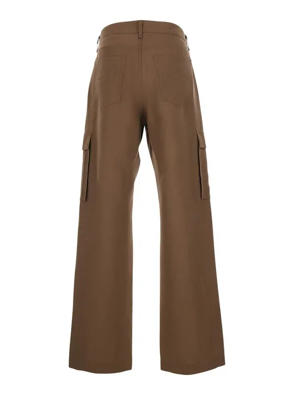 Fendi Linen Cargo Pants With Ff Plate Detail - Multicolor