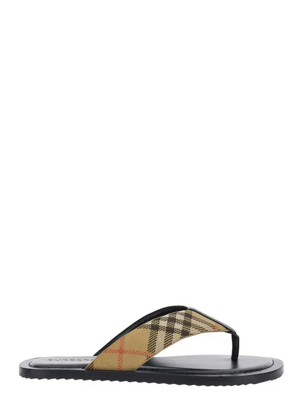 Burberry Flip Flops 'check' With Check Motif In Tech Fabric Beige - Multicolor