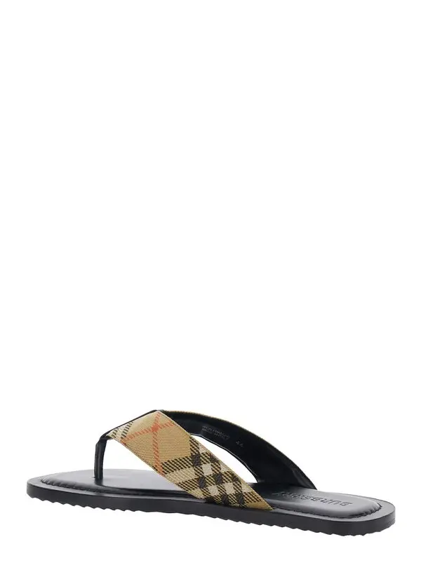 Burberry Flip Flops 'check' With Check Motif In Tech Fabric Beige - Multicolor