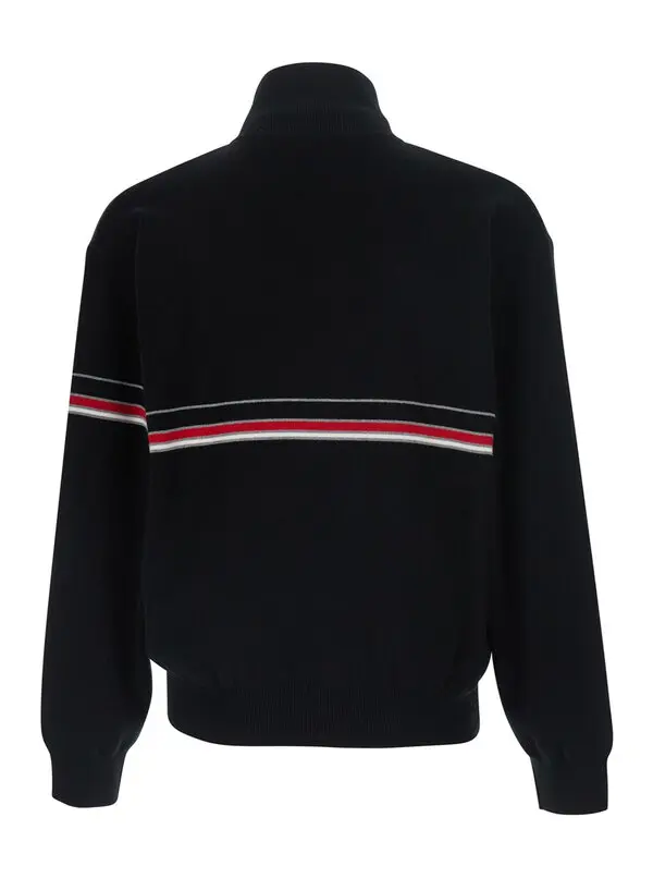 Versace Cotton Zip-up High Neck Sweater With Logo Detail