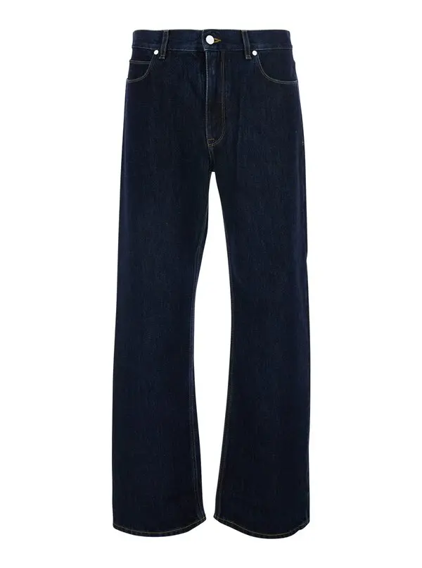 Fendi Blue Jeans With Logo Patch On The Back In Denim For