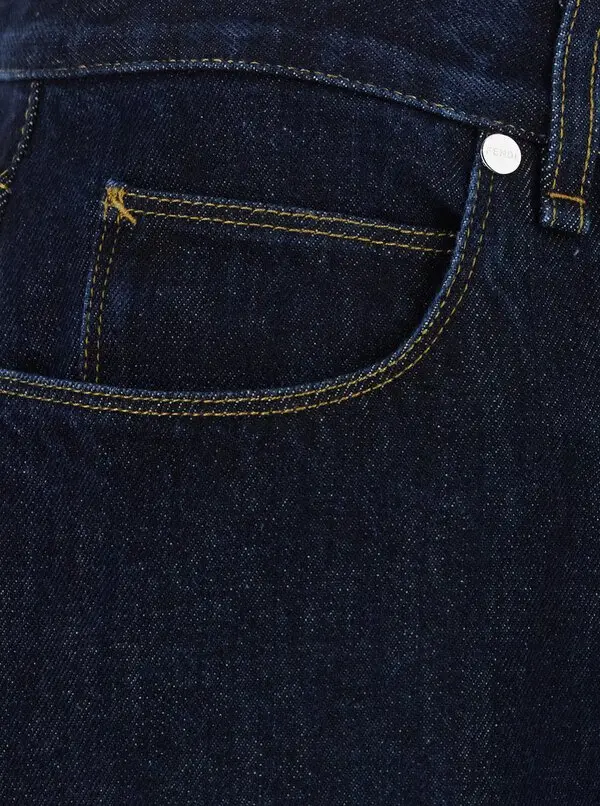 Fendi Blue Jeans With Logo Patch On The Back In Denim For