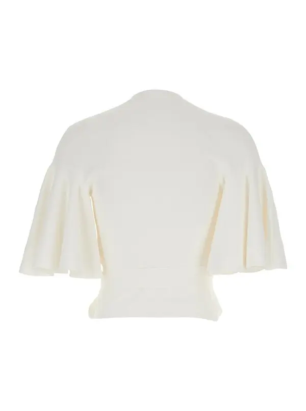 Jacquemus White Tech Fabric Crossed Neck Top