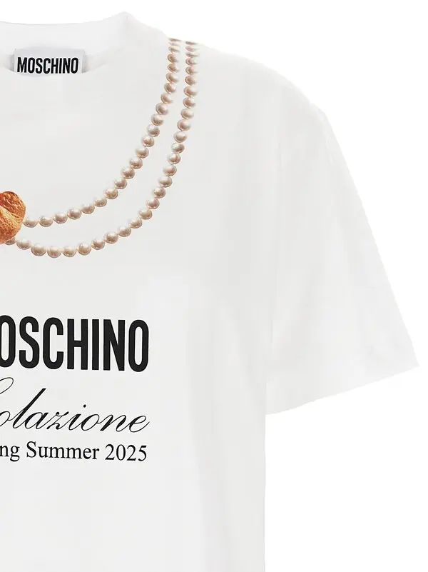 Moschino Colazione Crewneck Cropped T-shirt