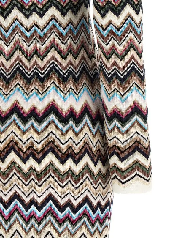 Missoni Long Sleeve Zigzag Chevron Knit Midi Dress