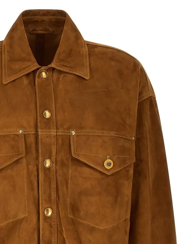 Versace Suede Blouson Jacket - Brown