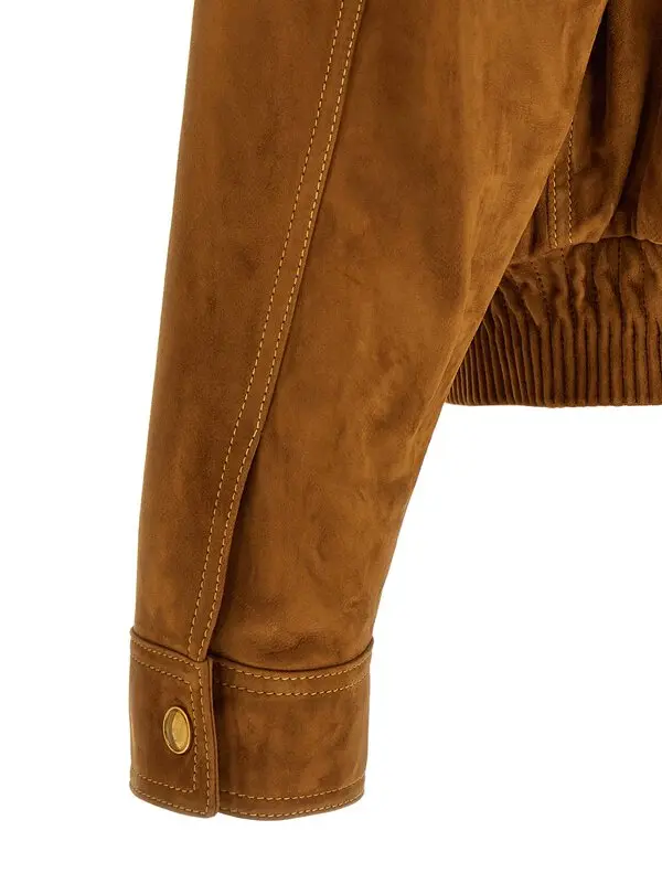 Versace Suede Blouson Jacket - Brown