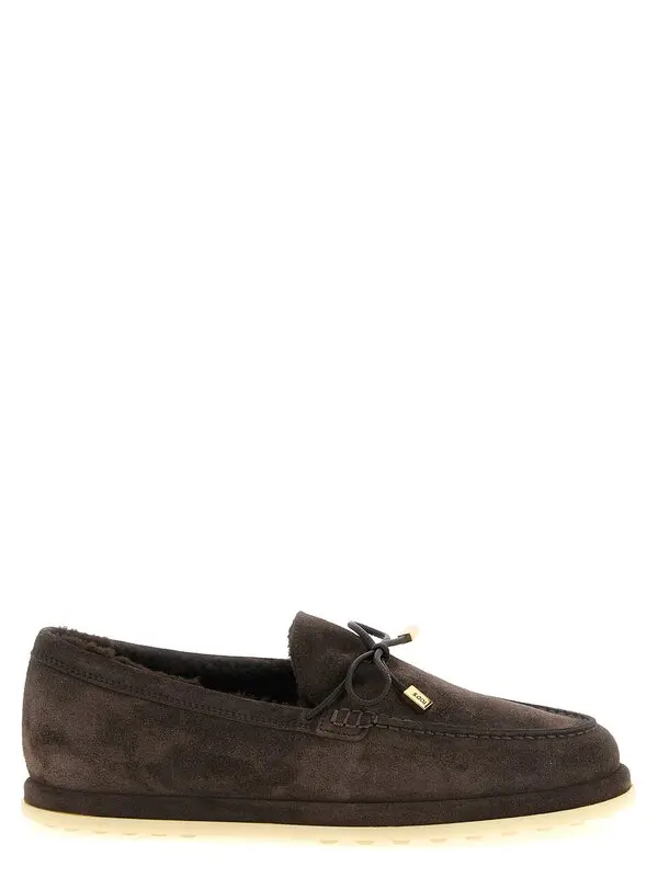 TOD'S Suede Shearling Lined Loafers - Brown