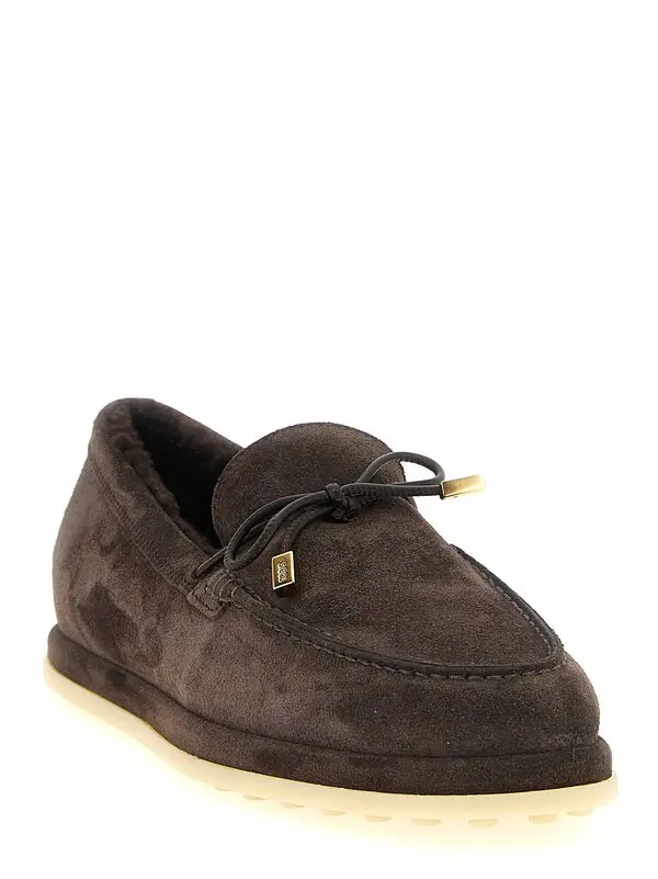 TOD'S Suede Shearling Lined Loafers - Brown
