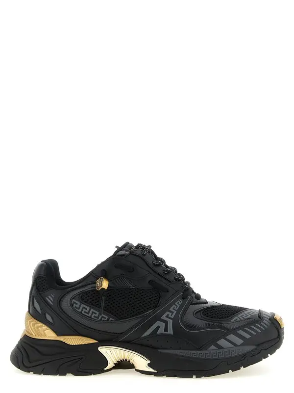 Versace Calf Leather And Mesh Sneakers - Multicolor
