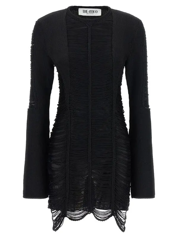 Attico Fringed Knit Dress