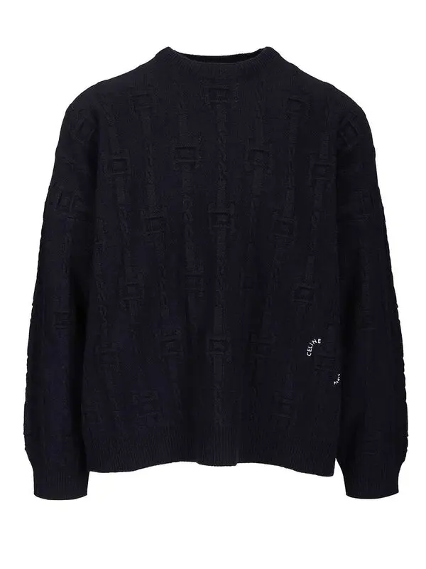 Celine Oversized Cashmere Sweater With Chain Stitching And Embroidery
